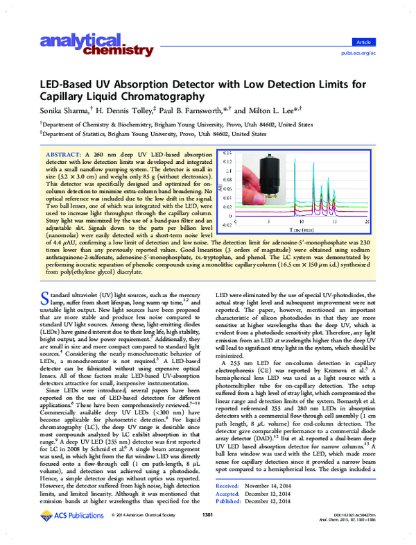 (PDF) LED-Based UV Absorption Detector with Low Detection Limits for Capillary Liquid Chromatography