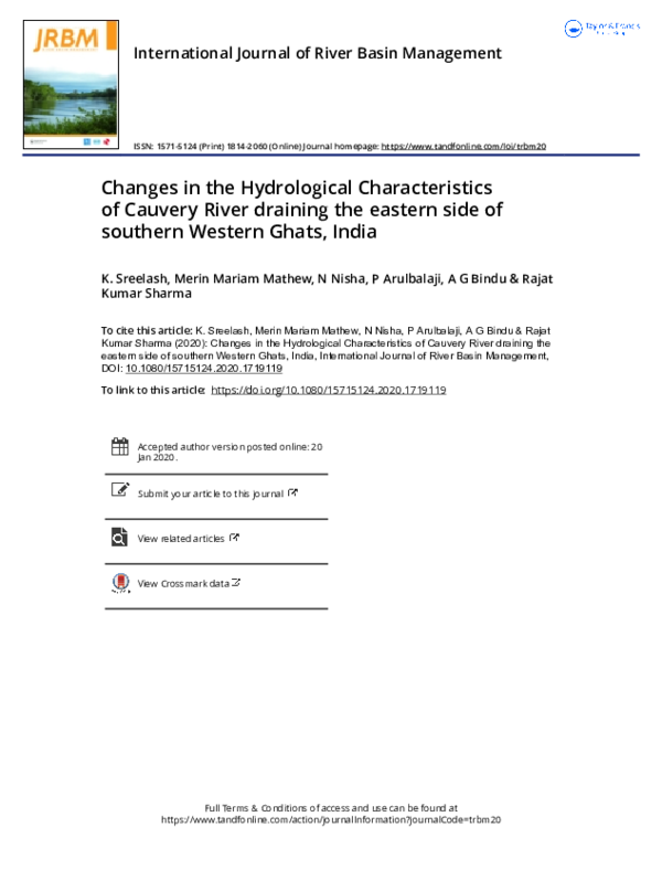 (PDF) Changes in the hydrological characteristics of Cauvery river ...