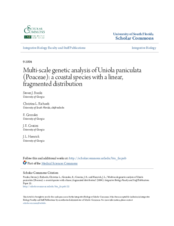 (PDF) Multi-scale genetic analysis of Uniola paniculata (Poaceae): a ...
