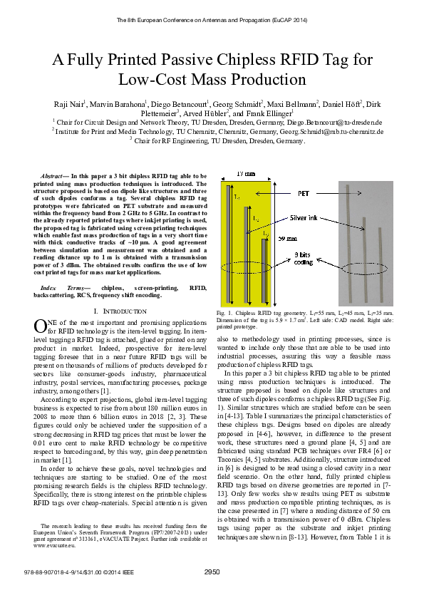 (PDF) A fully printed passive chipless RFID tag for low-cost mass production