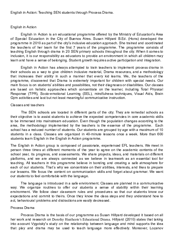 (PDF) English in Action: Teaching SEN students through Process Drama