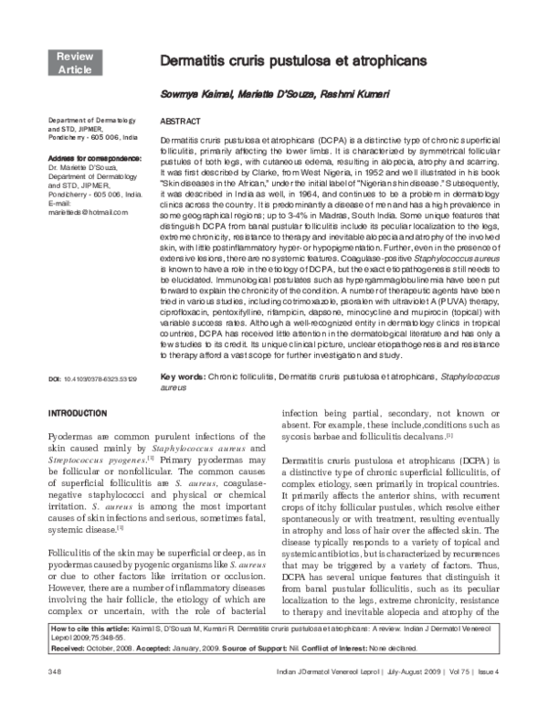 (PDF) Dermatitis cruris pustulosa et atrophicans
