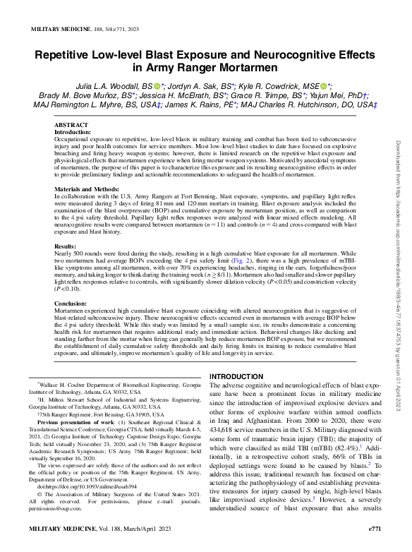 (PDF) Repetitive Low-level Blast Exposure and Neurocognitive Effects in ...
