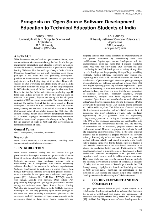 (PDF) Prospects on 'Open Source Software Development' Education to Technical Education Students ...
