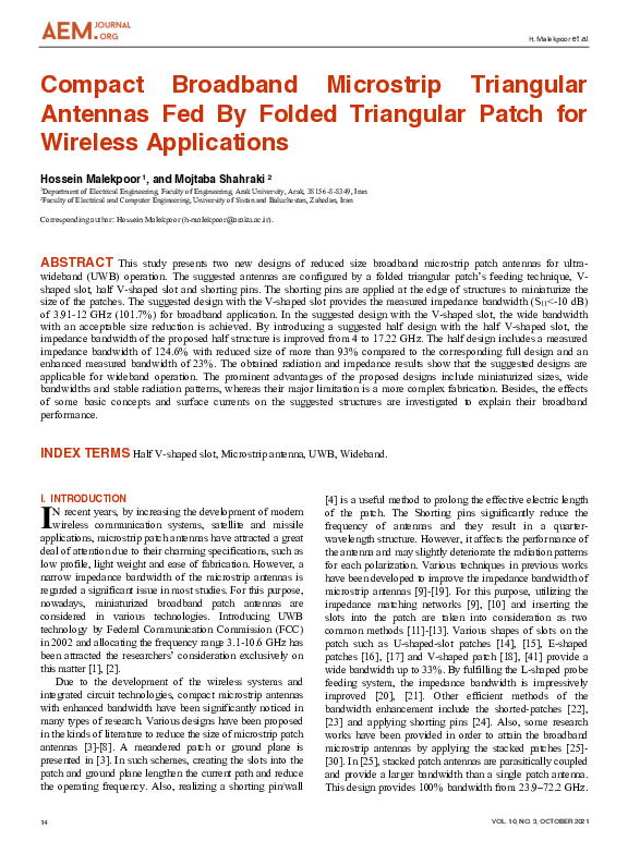 (PDF) Compact Broadband Microstrip Triangular Antennas Fed By Folded ...