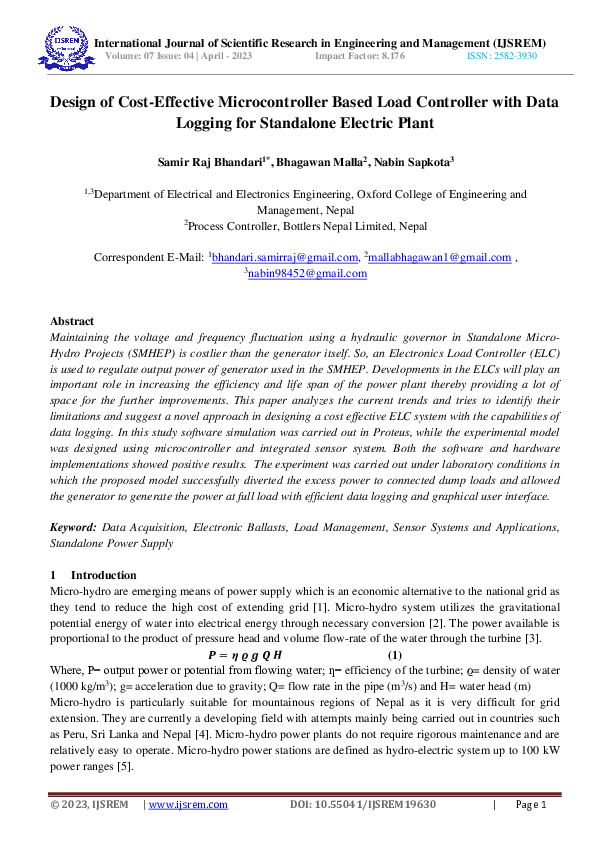 Pdf Design Of Cost Effective Microcontroller Based Load Controller With Data Logging For 7971