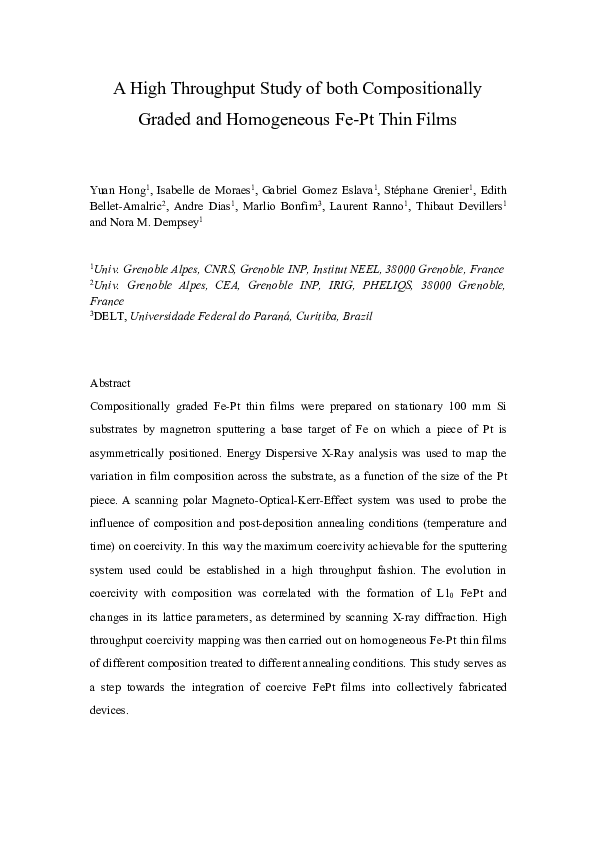 (PDF) A high throughput study of both compositionally graded and ...