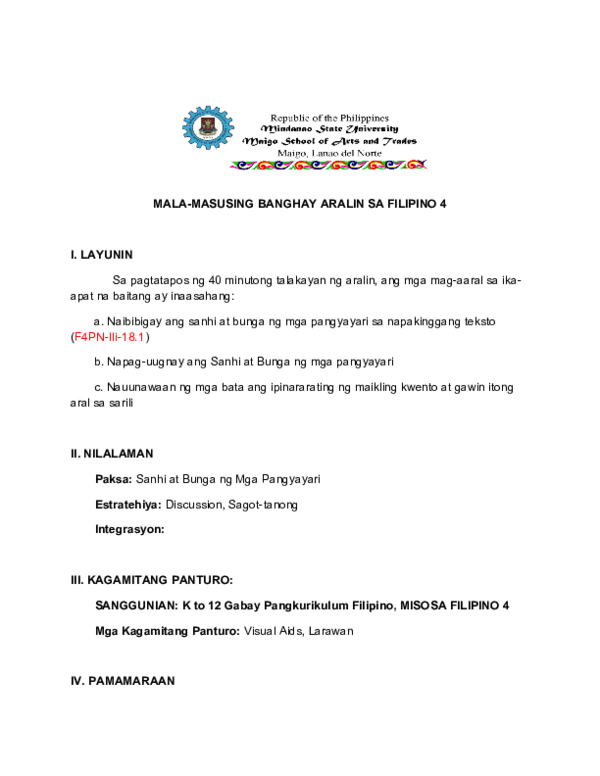 (DOC) MALA MASUSING BANGHAY ARALIN