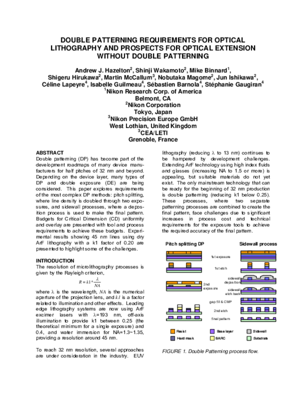 (PDF) Double-patterning requirements for optical lithography and ...