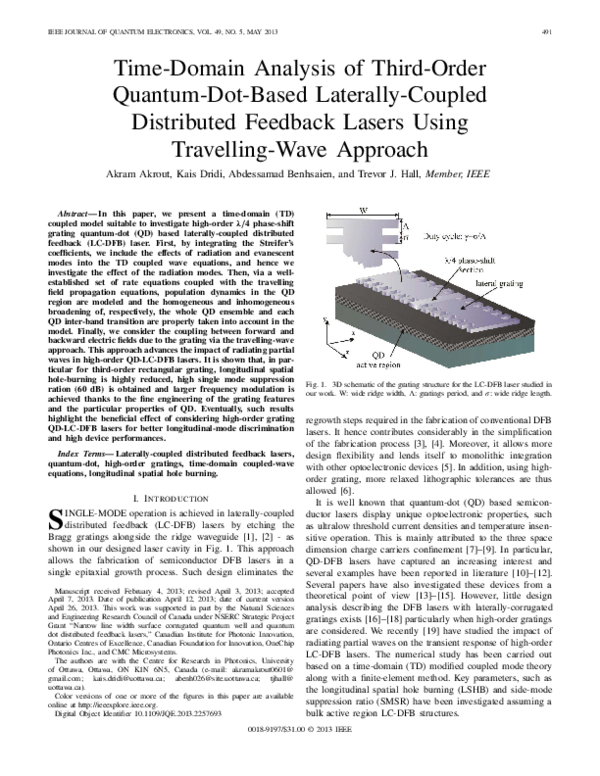 (PDF) Time-Domain Analysis of Third-Order Quantum-Dot-Based Laterally ...