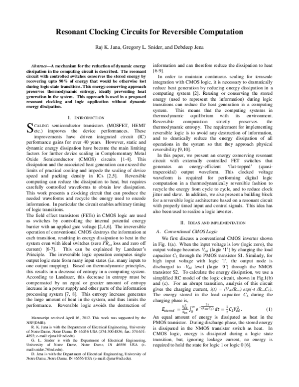 (PDF) Resonant clocking circuits for reversible computation | Debdeep Jena - Academia.edu