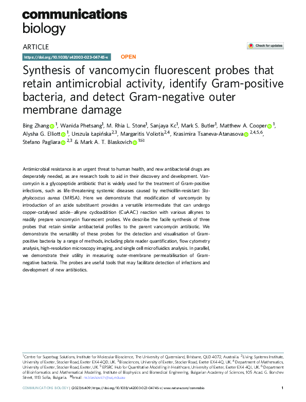 (PDF) Synthesis of vancomycin fluorescent probes that retain ...
