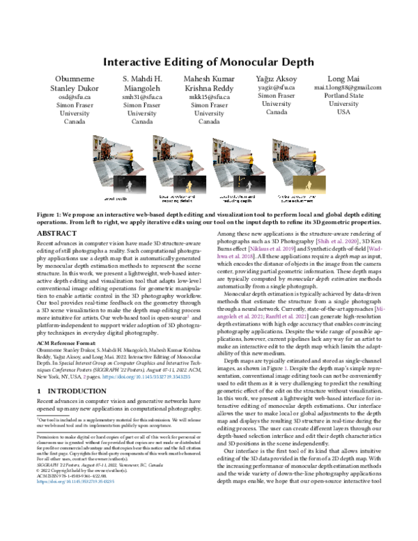 (PDF) Interactive Editing of Monocular Depth