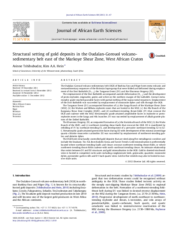 (PDF) Structural setting of gold deposits in the Oudalan-Gorouol ...