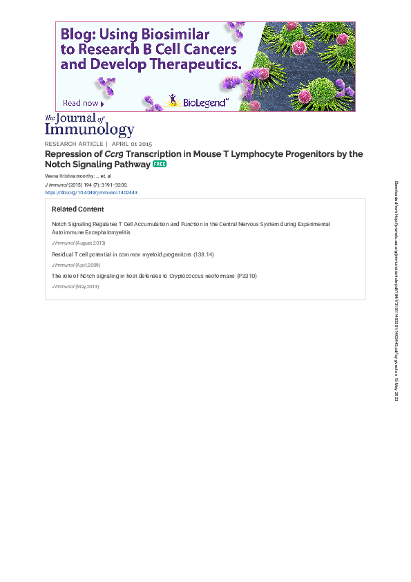 (PDF) Repression of Ccr9 Transcription in Mouse T Lymphocyte ...