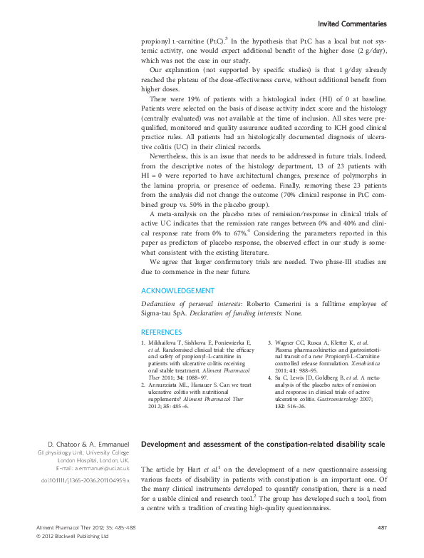 (PDF) Development and assessment of the constipation-related disability ...