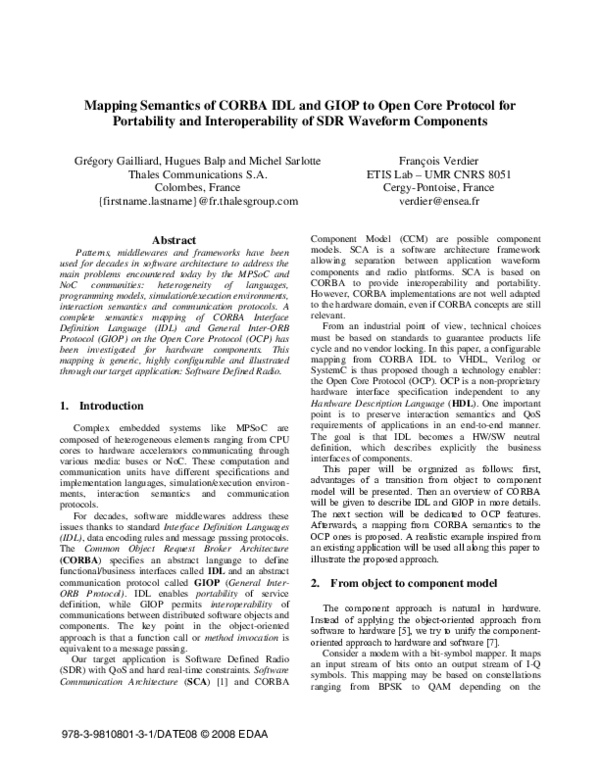 (PDF) Mapping Semantics of CORBA IDL and GIOP to Open Core Protocol for Portability and ...