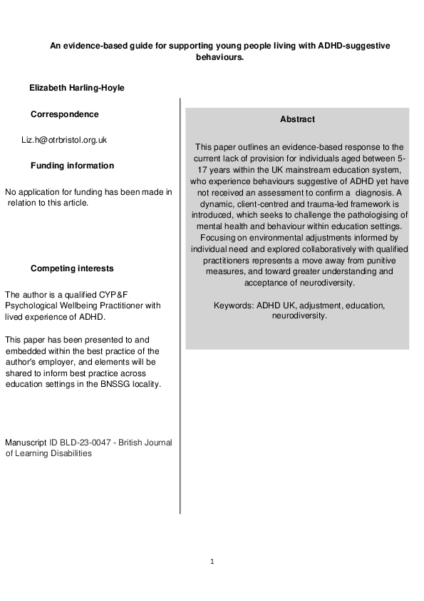 (PDF) An evidence-based guide to supporting young people living with ...