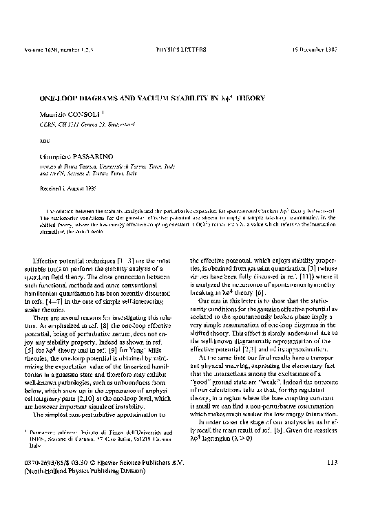 (PDF) One-loop diagrams and vacuum stability in λφ4 theory