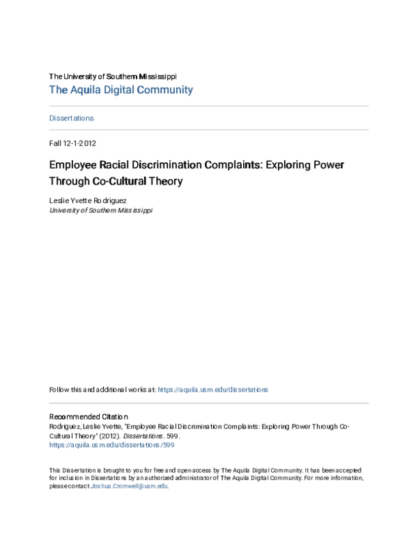 (PDF) Employee racial discrimination complaints: Exploring power ...