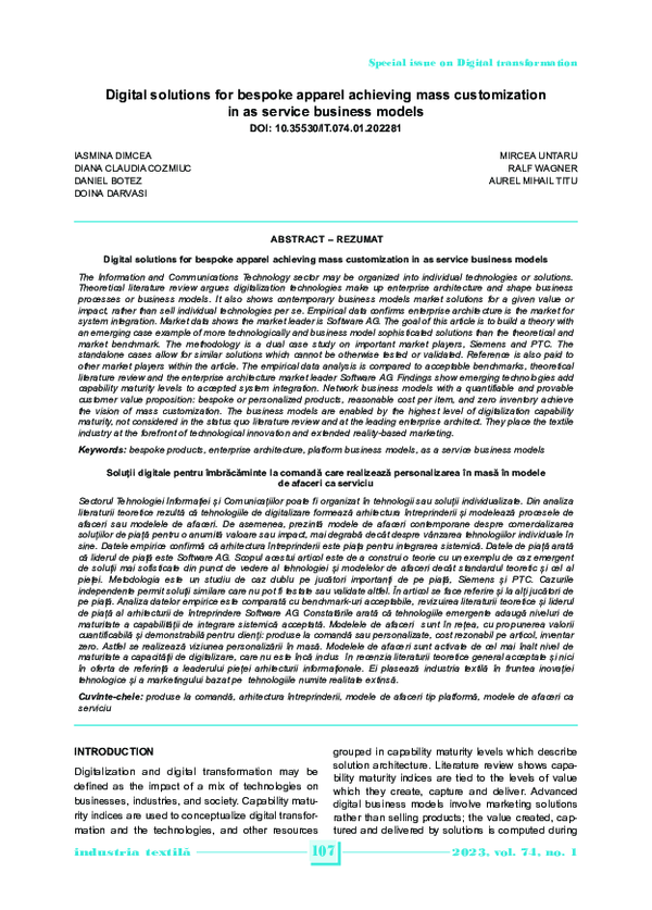 (PDF) Digital solutions for bespoke apparel achieving mass ...