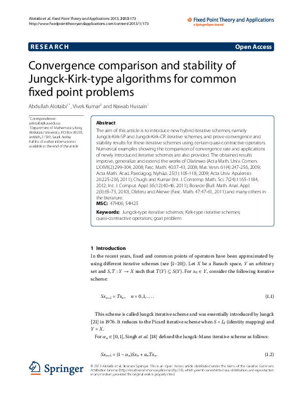 (PDF) Convergence comparison and stability of Jungck-Kirk-type ...