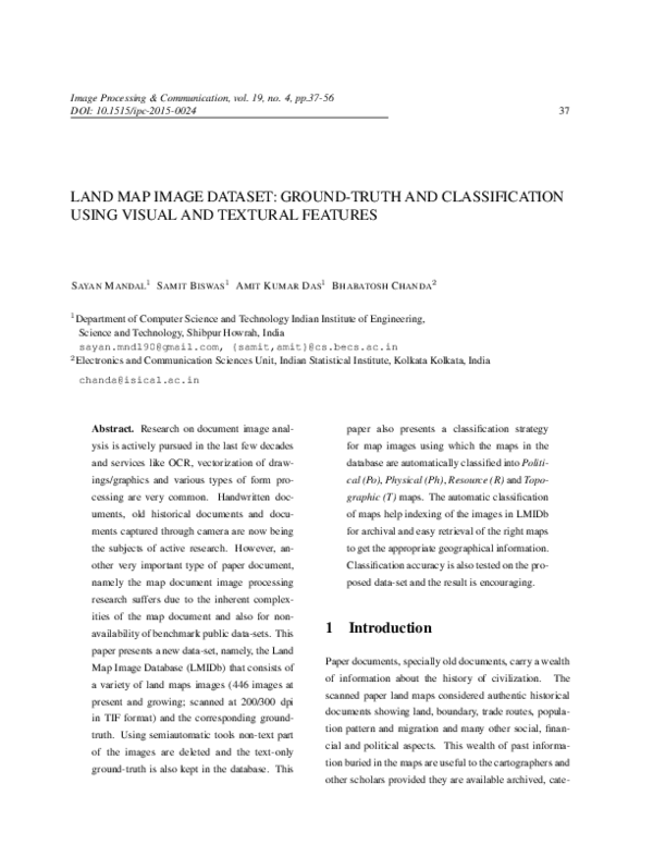 (PDF) Land Map Image Dataset: Ground-Truth And Classification Using ...