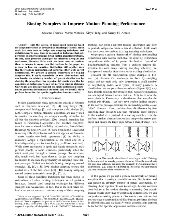(PDF) Biasing Samplers to Improve Motion Planning Performance