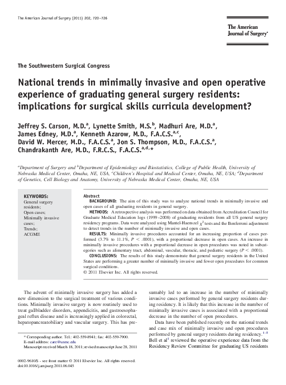 (PDF) National trends in minimally invasive and open operative experience of graduating general ...