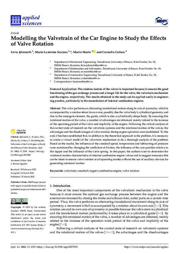 (PDF) Modelling the Valvetrain of the Car Engine to Study the Effects ...