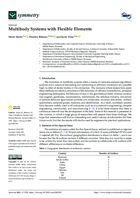 (PDF) Multibody Systems with Flexible Elements