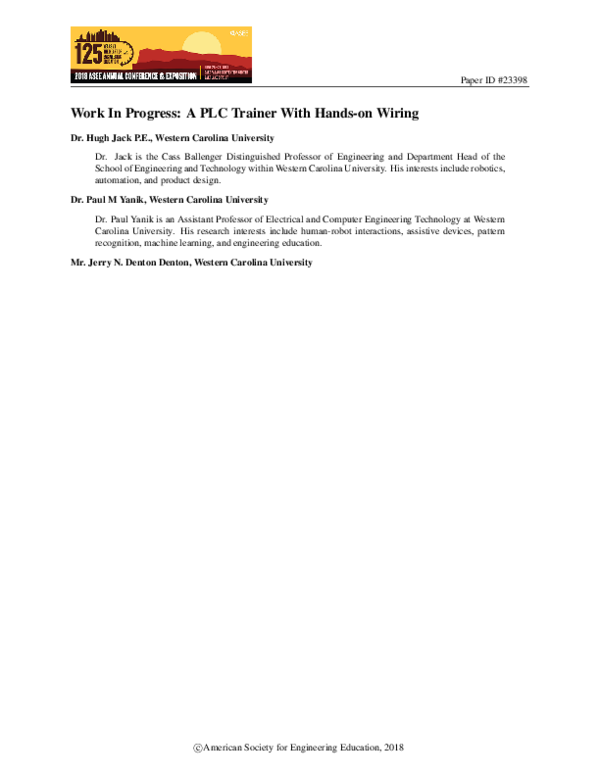 (PDF) Work In Progress: A PLC Trainer With Hands-on Wiring