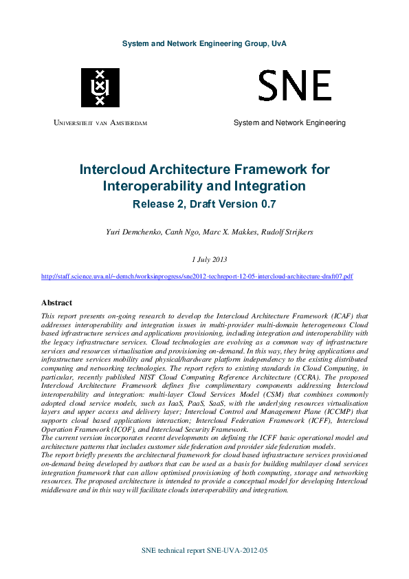 (PDF) Intercloud Architecture Framework for Interoperability and ...