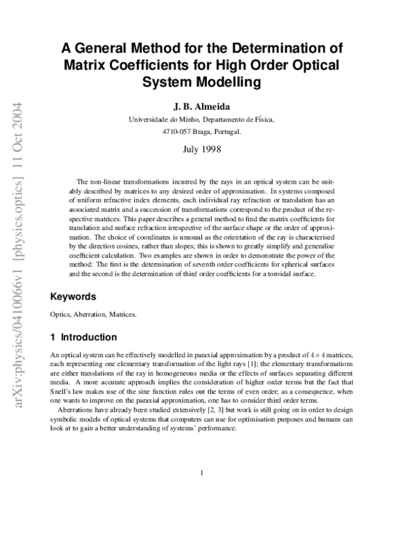 (PDF) General method for the determination of matrix coefficients for ...