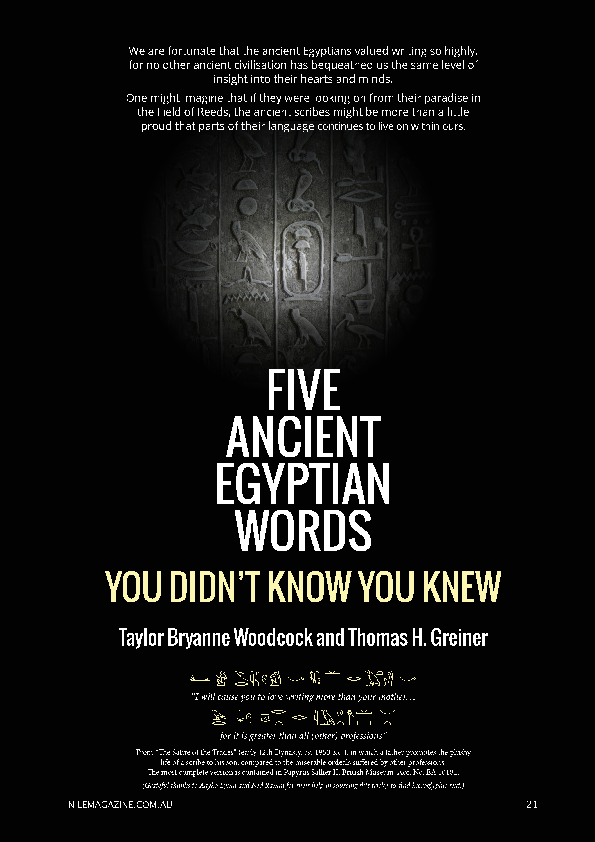 (PDF) Five Ancient Egyptian Words You Didn't Know You Knew