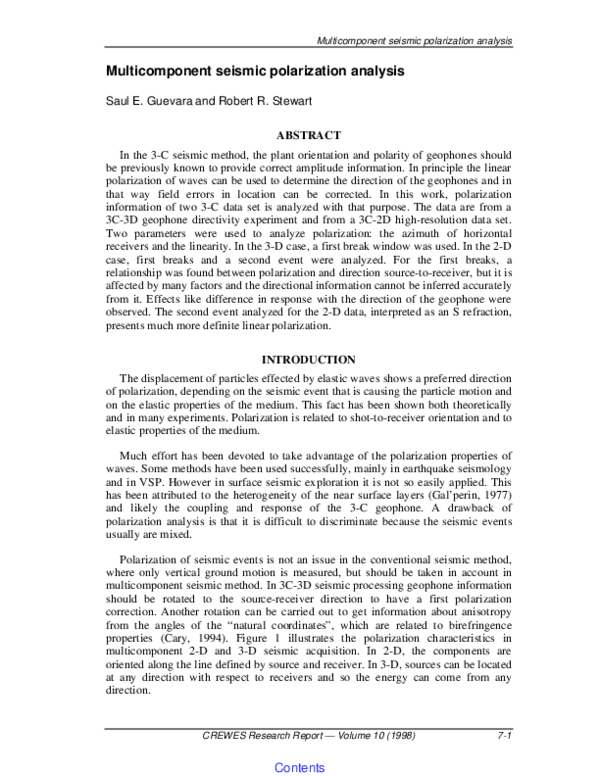 (PDF) Multicomponent seismic polarization analysis