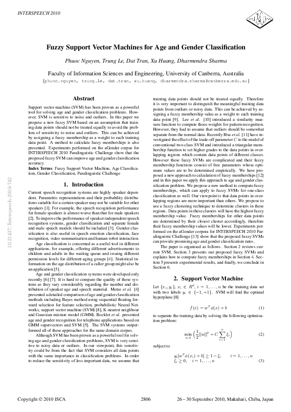 (PDF) Fuzzy support vector machines for age and gender classification