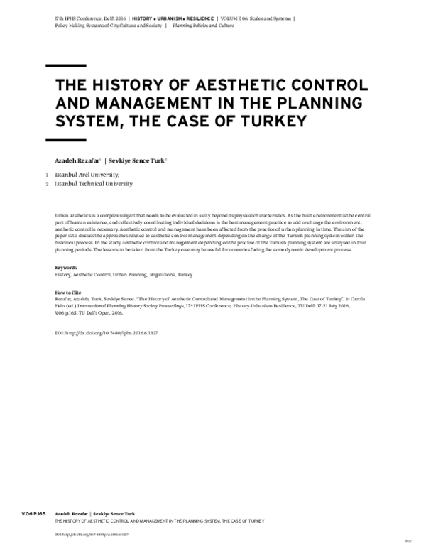 (PDF) History of Aesthetic Control Management in Planning System, The ...