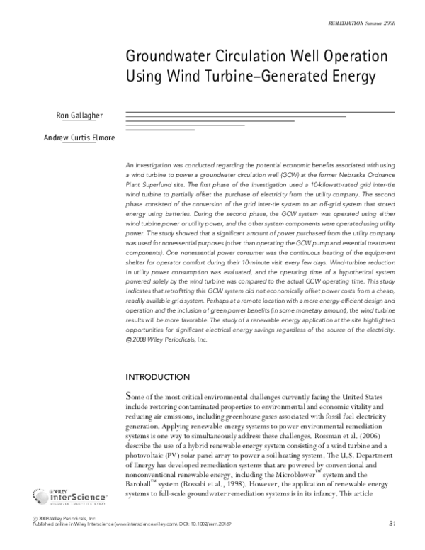 (PDF) Groundwater circulation well operation using wind turbine ...