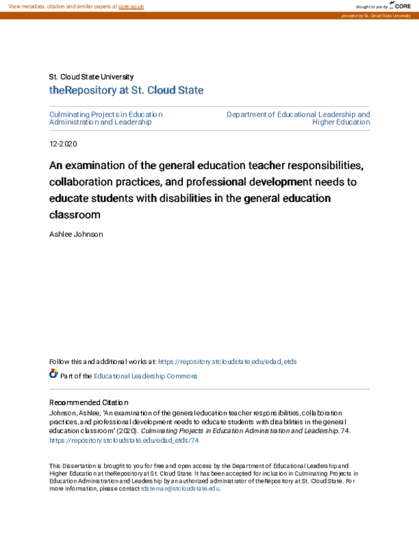 (PDF) An examination of the general education teacher responsibilities ...