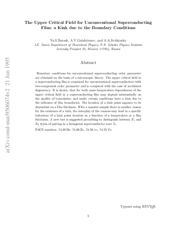 Upper critical field for an unconventional superconducting film: A kink ...