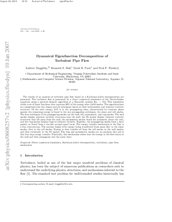 (PDF) Dynamical eigenfunction decomposition of turbulent channel flow
