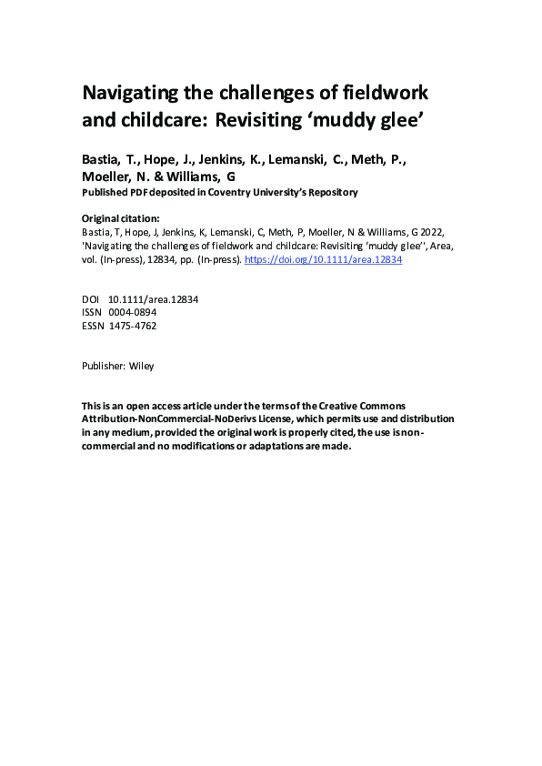 (PDF) Navigating the challenges of fieldwork and childcare: Revisiting ...