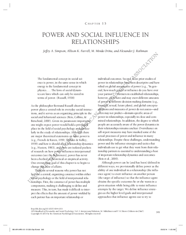 (PDF) Power and social influence in relationships