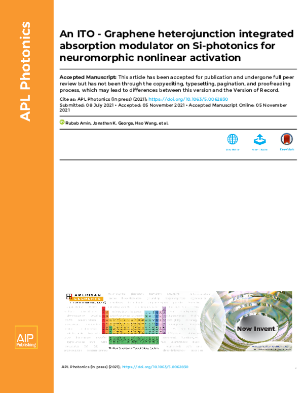 (PDF) An ITO–graphene heterojunction integrated absorption modulator on ...