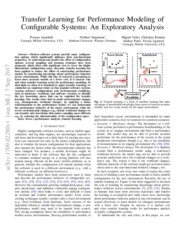 (PDF) Transfer learning for performance modeling of configurable systems: An exploratory analysis