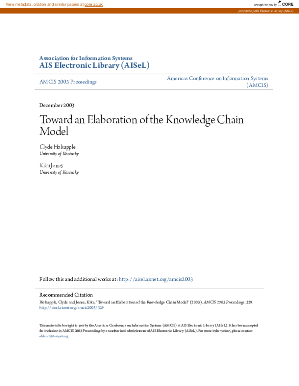 (PDF) Toward an elaboration of the knowledge chain model