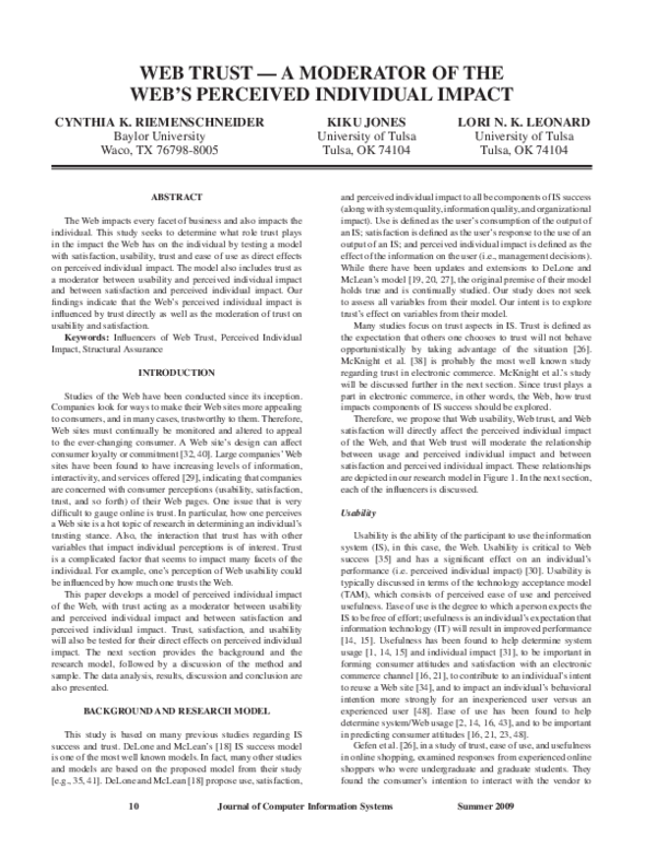(PDF) Web Trust — A Moderator of the Web's Perceived Individual Impact
