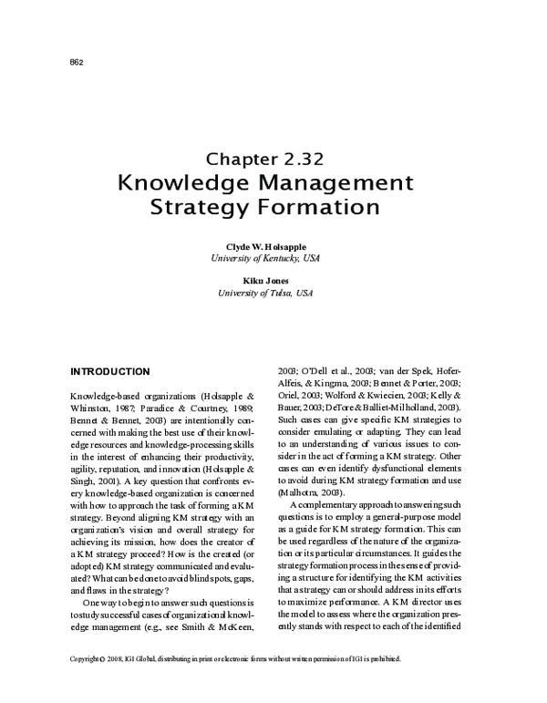 (PDF) Knowledge Management Strategy Formation