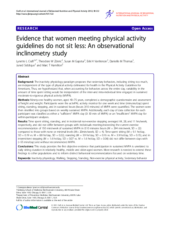 (PDF) Evidence that women meeting physical activity guidelines do not ...